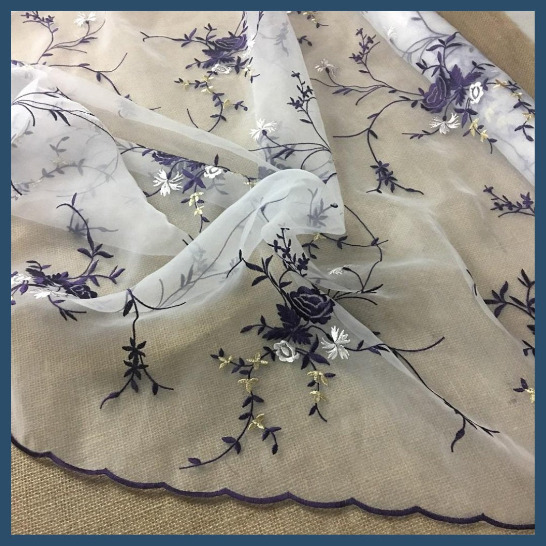 Buy Embroidered Mesh Fabric | Embellished Fabrics | Amore Lace and Fabrics