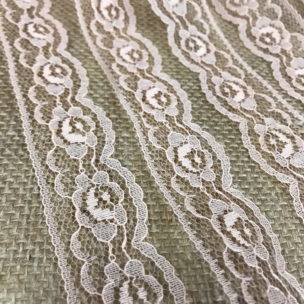 Raschel Trim Lace Scalloped Beautiful Rose Floral Design 1.25" Wide, F ...