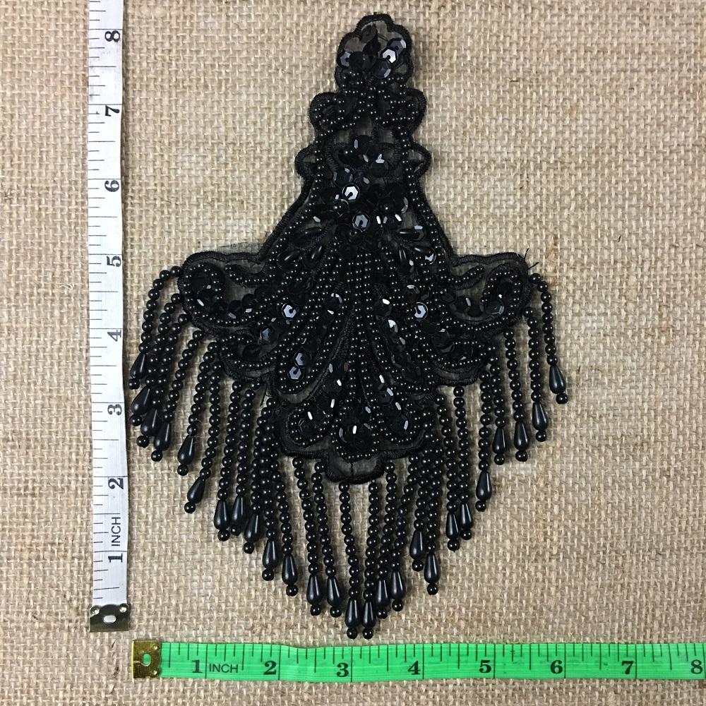 Beaded Applique Piece Lace Hanging Beads Strings Fringe Dangling Quali ...