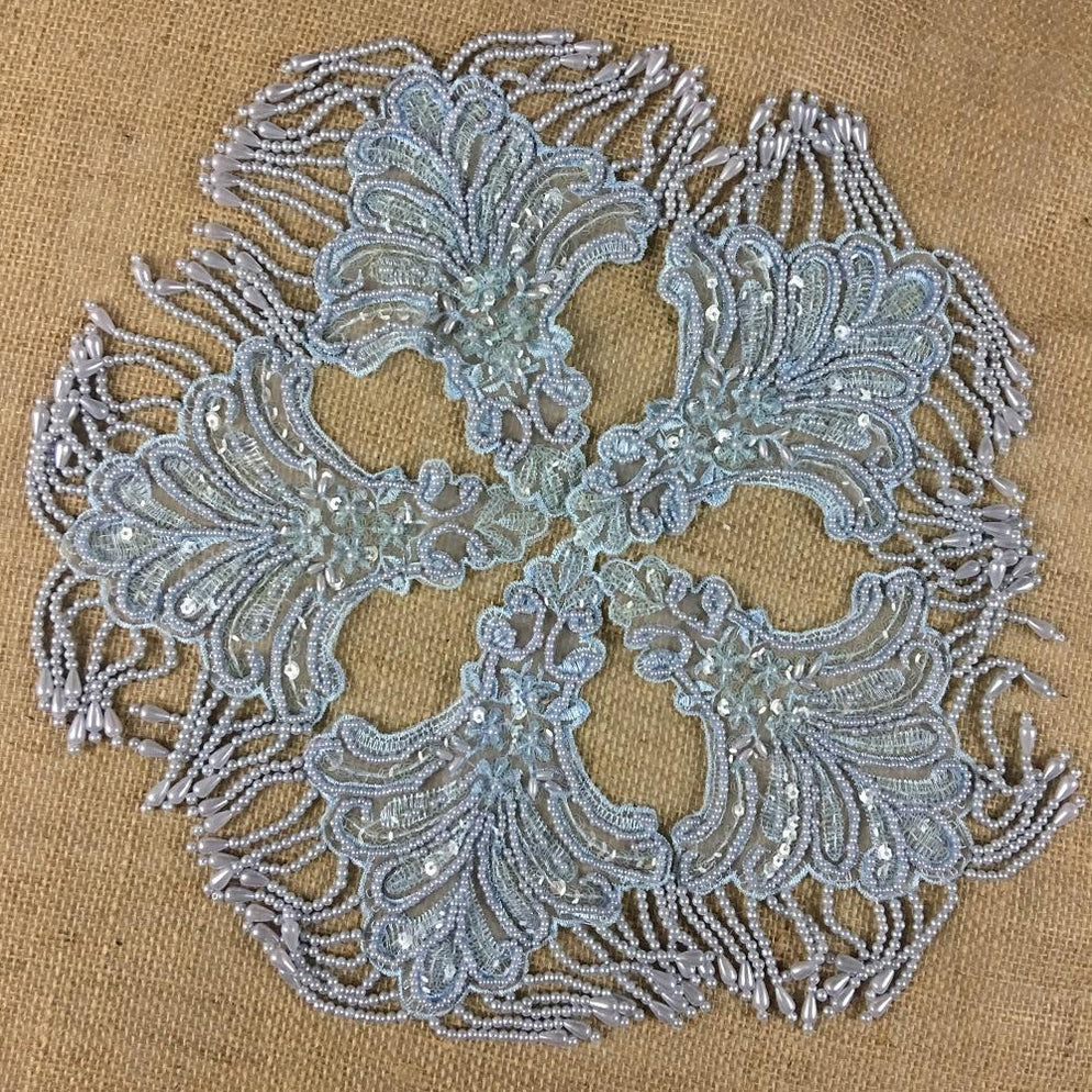 Beaded Applique Piece Lace Hanging Beads Strings Fringe Dangling Quali ...