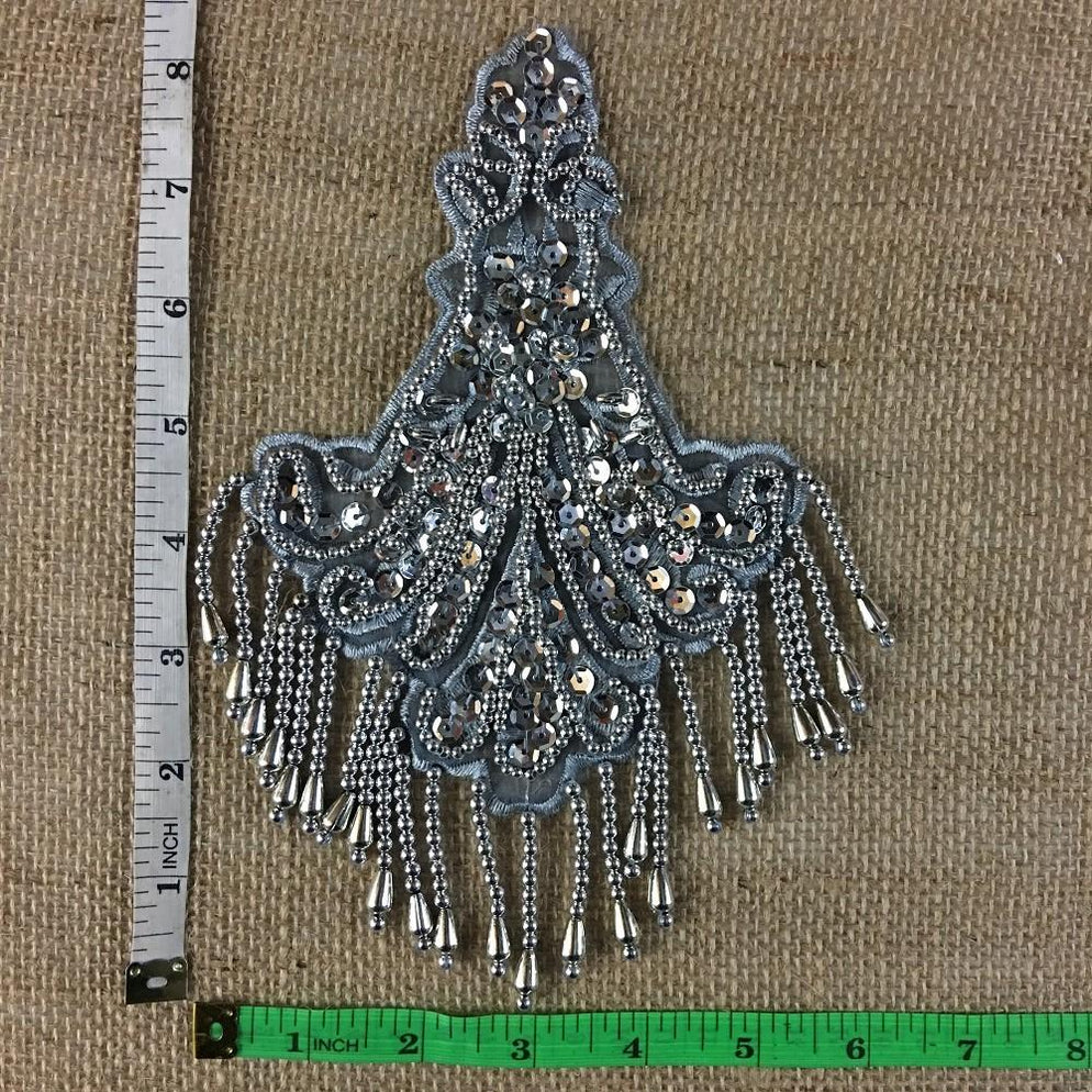 Beaded Applique Piece Lace Hanging Beads Strings Fringe Dangling Quali ...