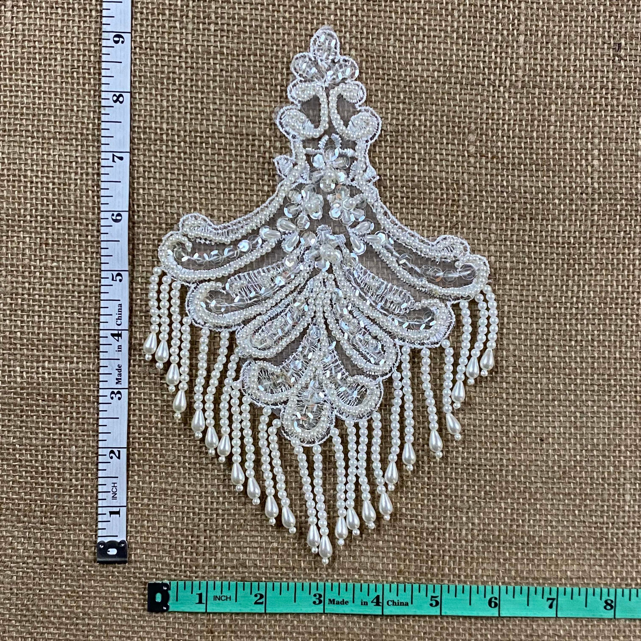 Beaded Applique Piece Lace Hanging Beads Strings Fringe Dangling Quali ...