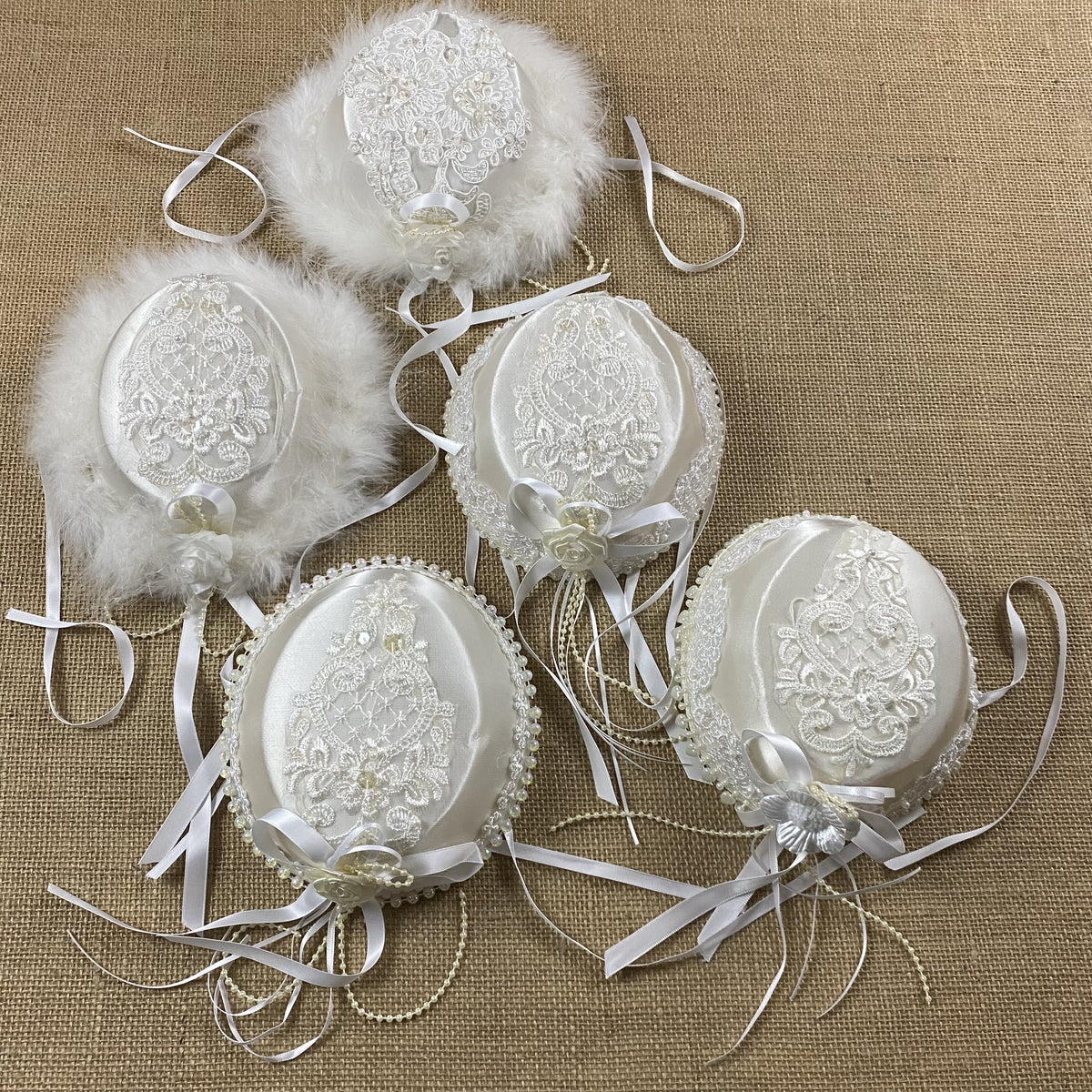 Hat Decorated Beads Pearls Feather Various Bridal Communion Craft Girl ...