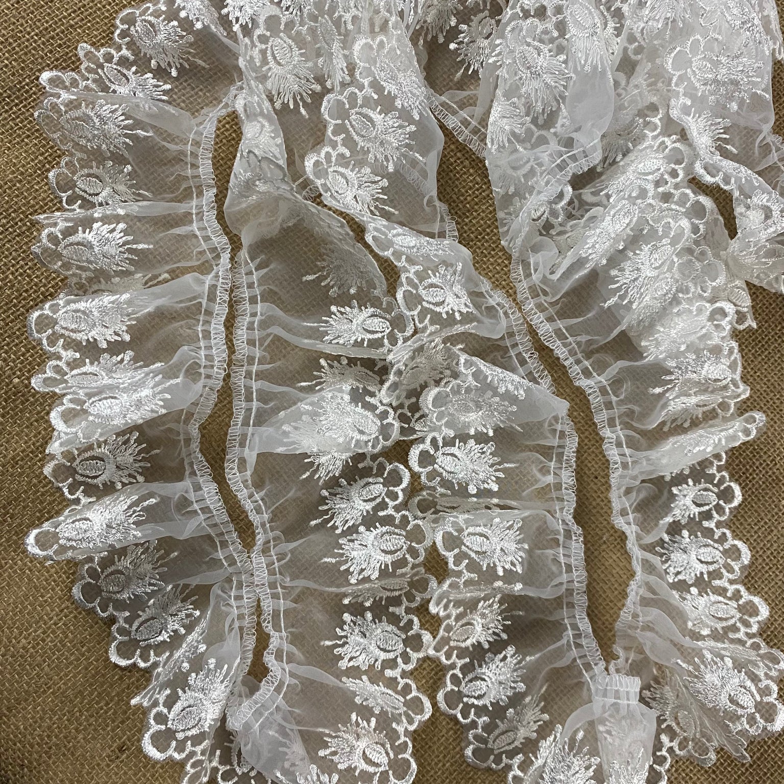 Buy Ruffle Lace Trim Online | Ruffled Gathered Trim Lace — Amore Lace ...