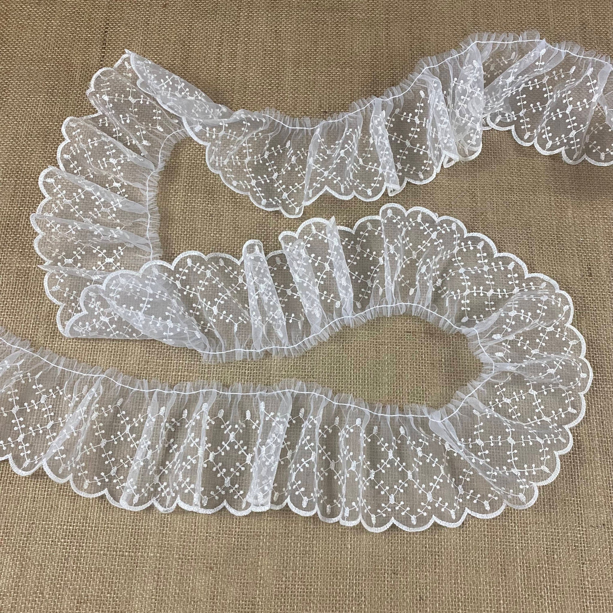 Buy Ruffle Lace Trim Online | Ruffled Gathered Trim Lace — Amore Lace ...