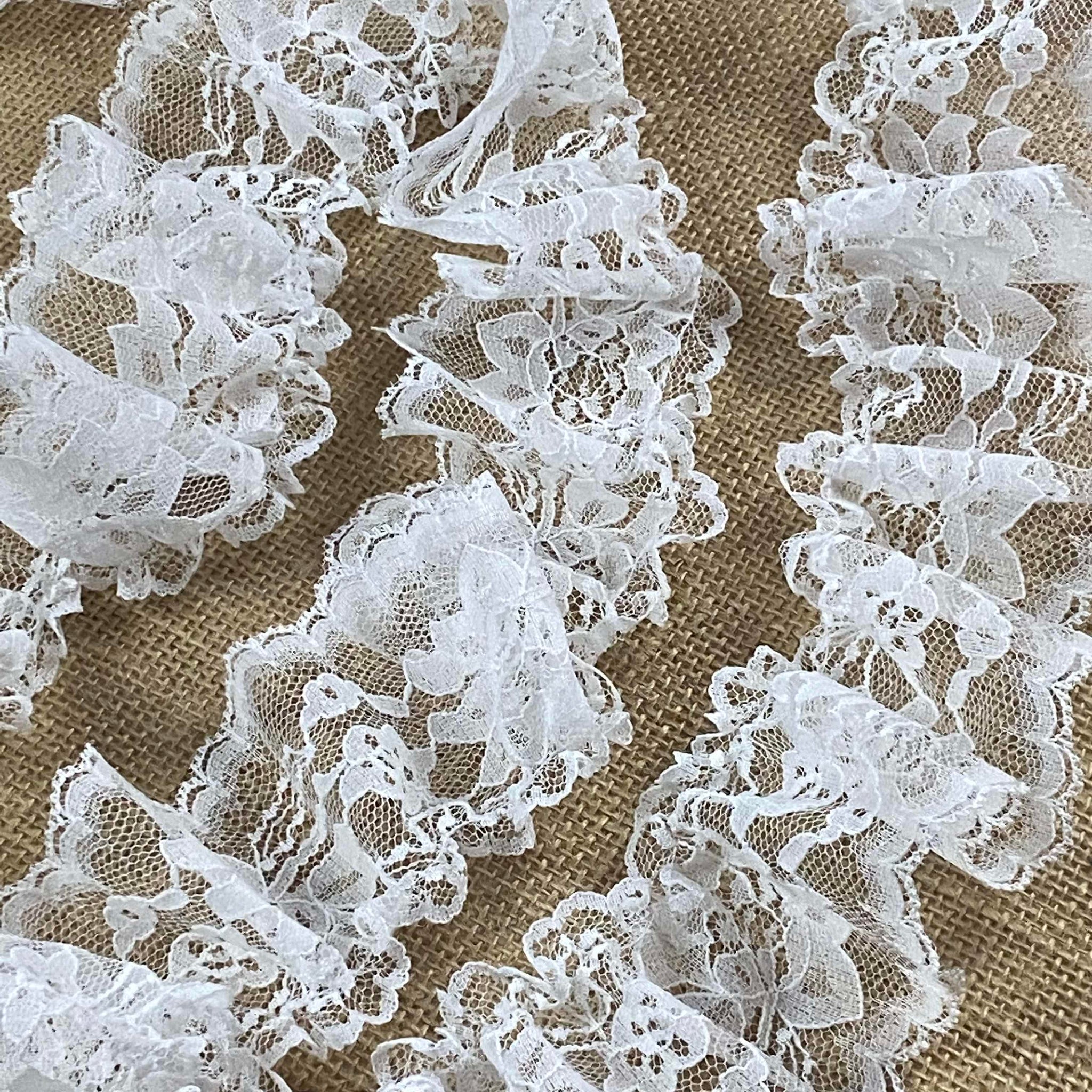 Buy Ruffle Lace Trim Online | Ruffled Gathered Trim Lace — Amore Lace ...
