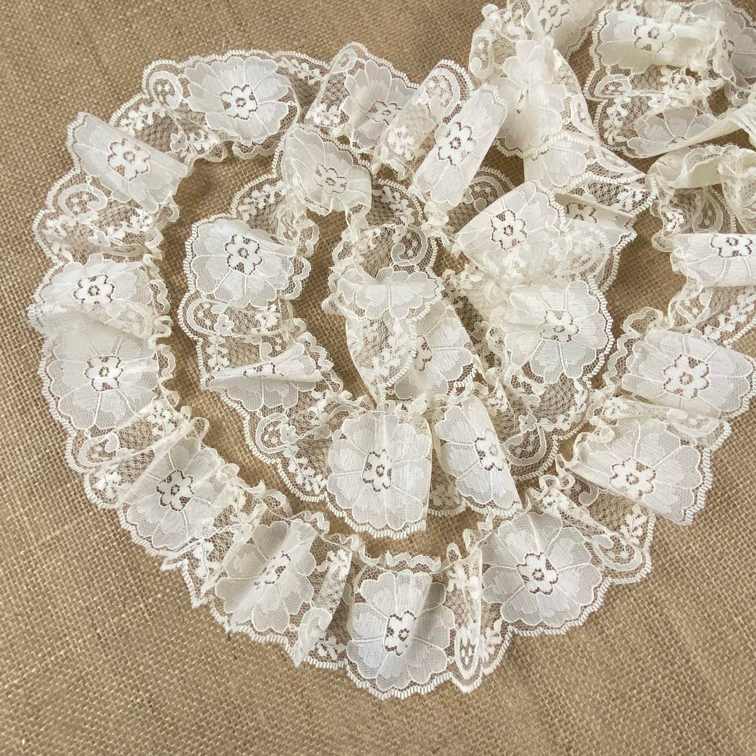 Buy Ruffle Lace Trim Online | Ruffled Gathered Trim Lace — Amore Lace ...