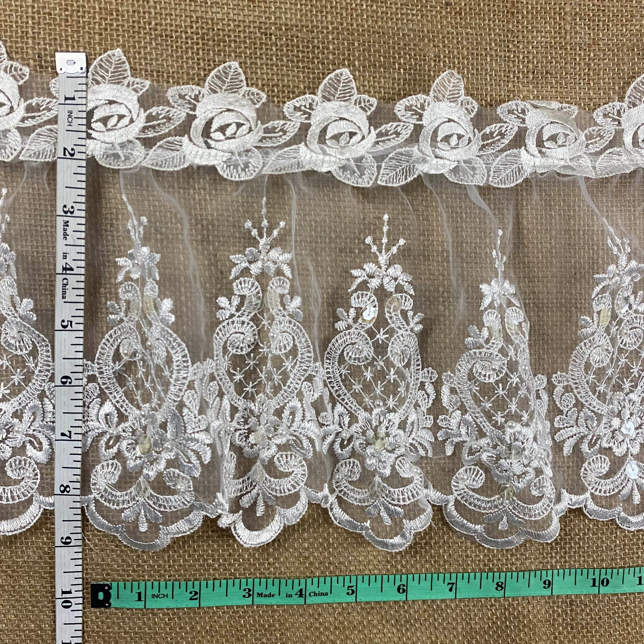 Buy Ruffle Lace Trim Online | Ruffled Gathered Trim Lace — Amore Lace ...