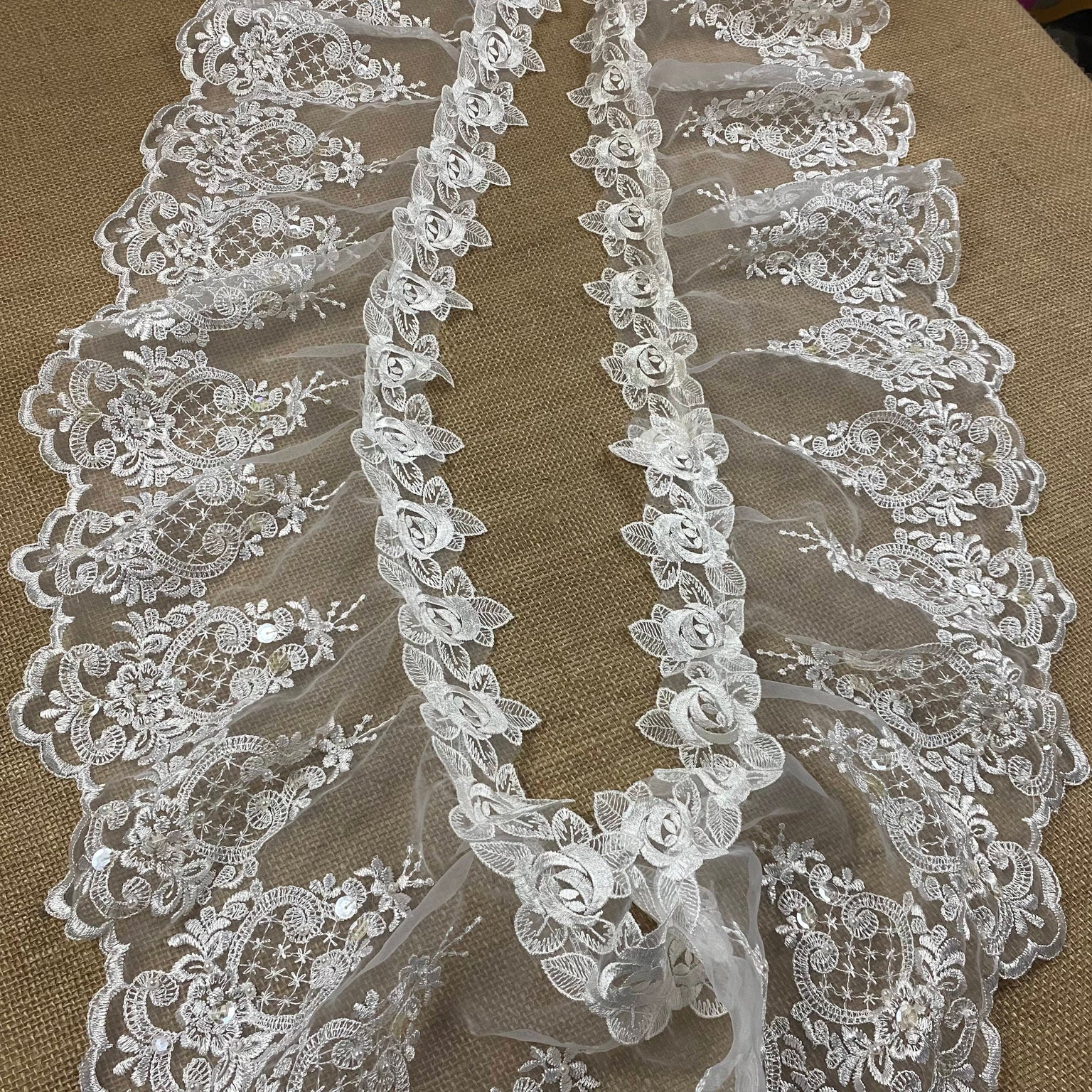 Buy Ruffle Lace Trim Online | Ruffled Gathered Trim Lace — Amore Lace ...